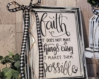 Faith Sign Farmhouse Decor Distressed Frame Rustic Farmhouse Decor ...