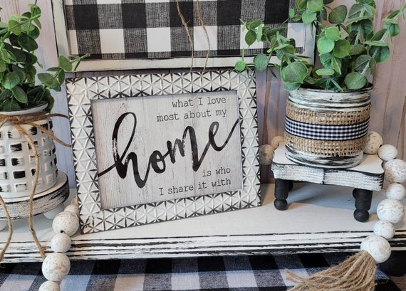 Home Farmhouse Sign Black/white Rustic Distressed Tier - Etsy