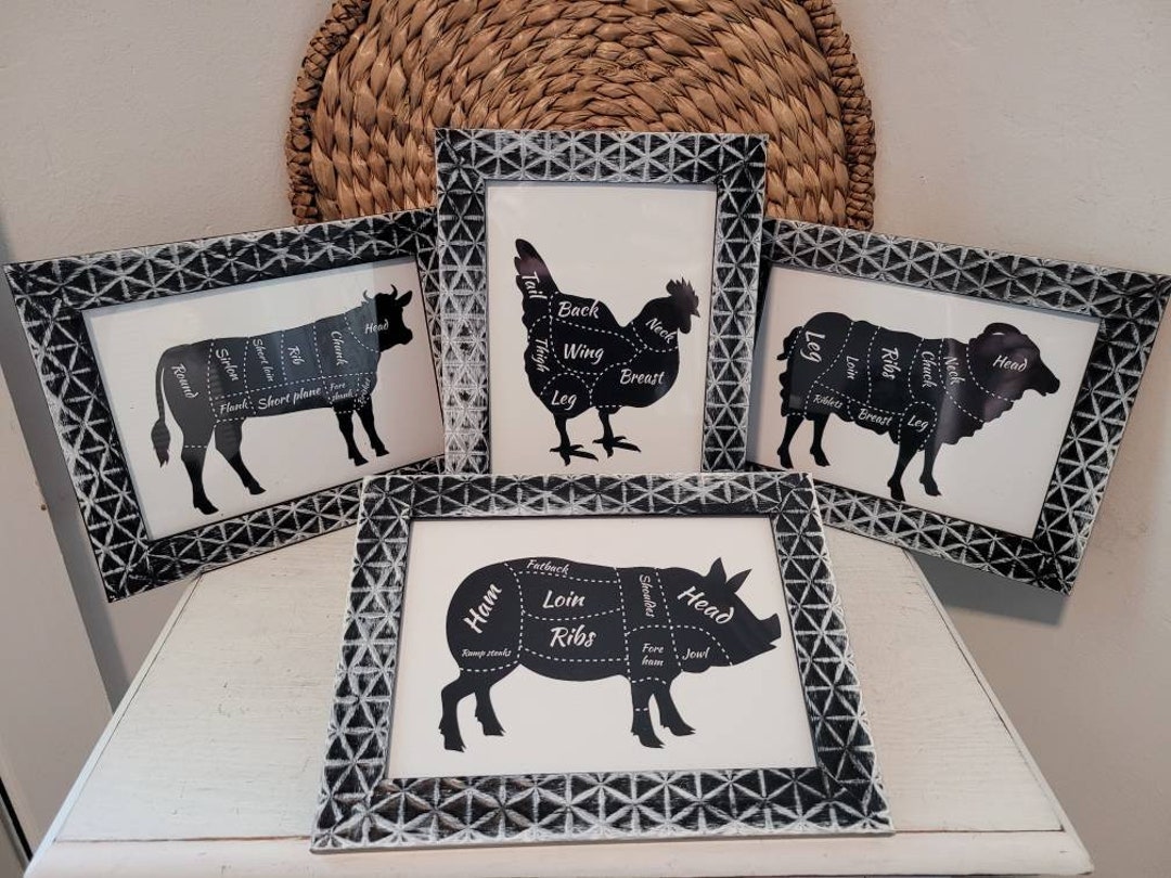 Four Farmhouse Kitchen Signs Black & White Distressed Tier Tray Rustic ...