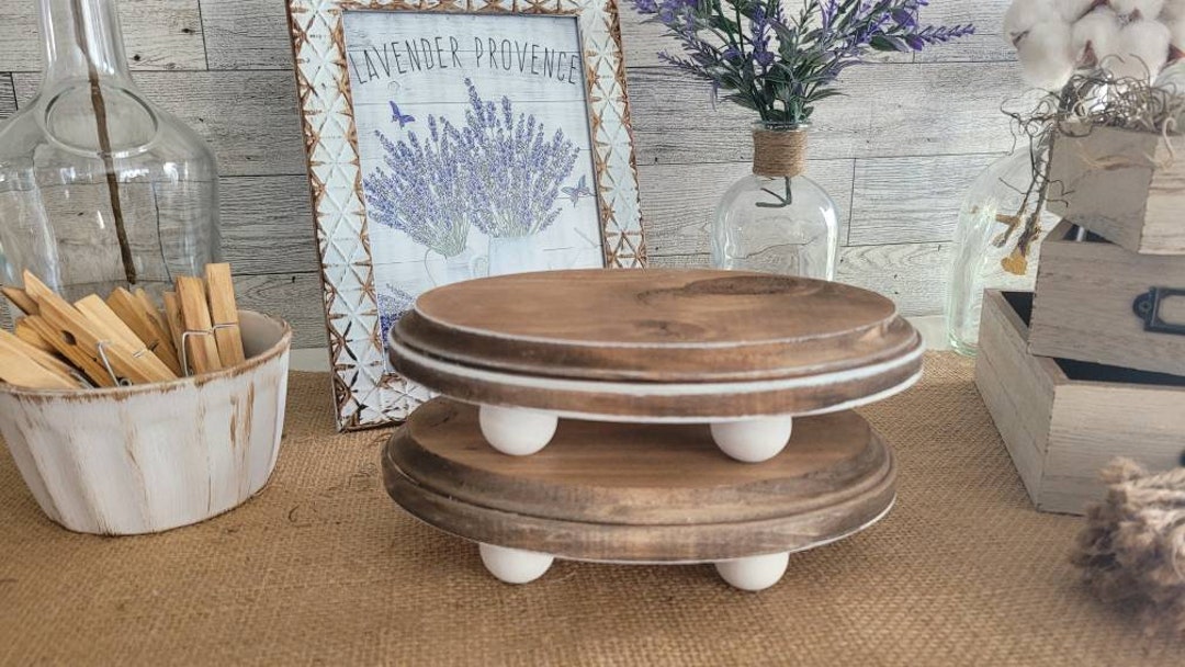 2 Piece Rustic Distressed Wooden Riser Set Rustic Country Farmhouse ...