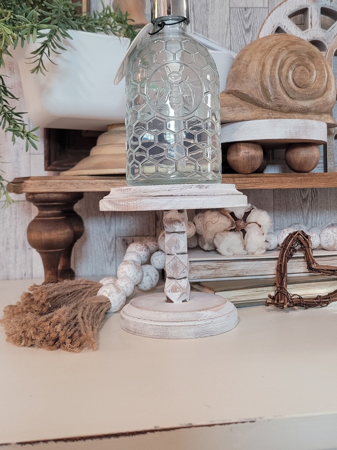 Wooden Pedestal Riser | Rustic Country Farmhouse | Tier Tray Decor ...
