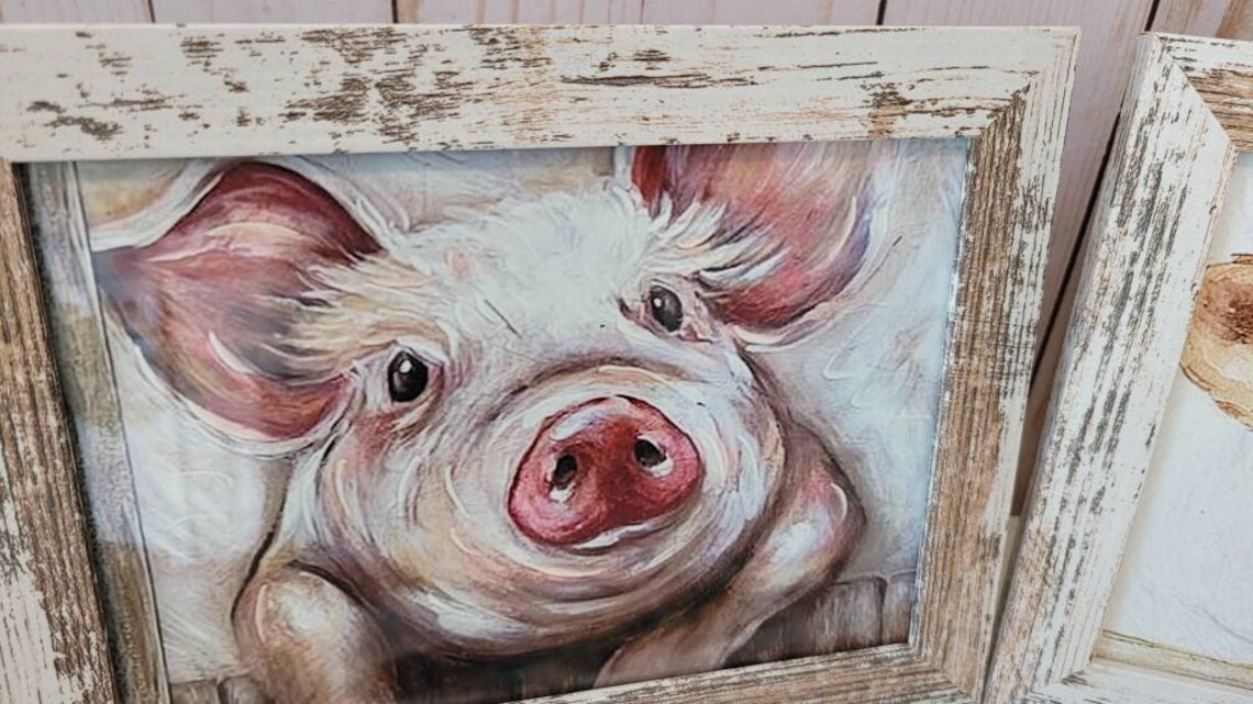 Pig Farmhouse Kitchen Sign Rustic Distressed Picture Frame - Etsy