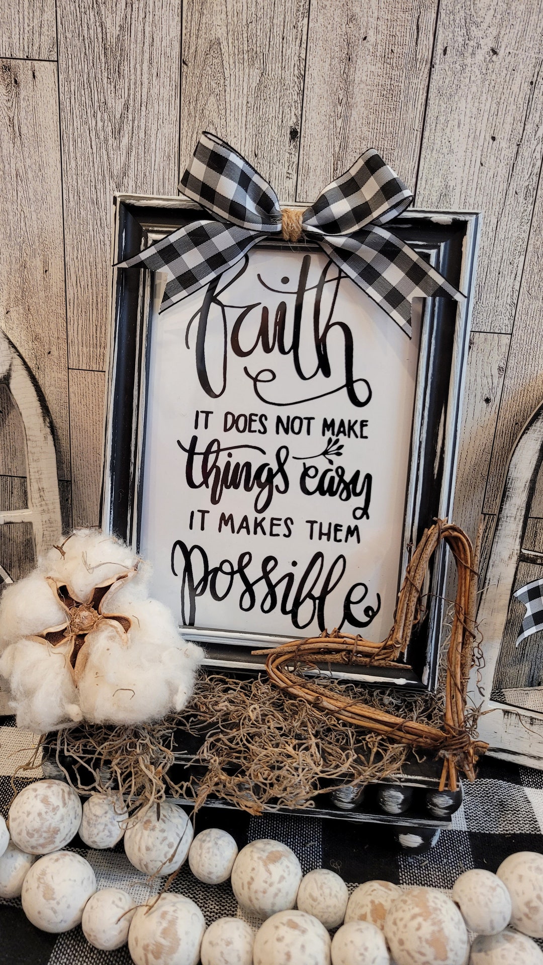 Faith Farmhouse Kitchen Sign Rustic Distressed Tier Tray Rustic ...