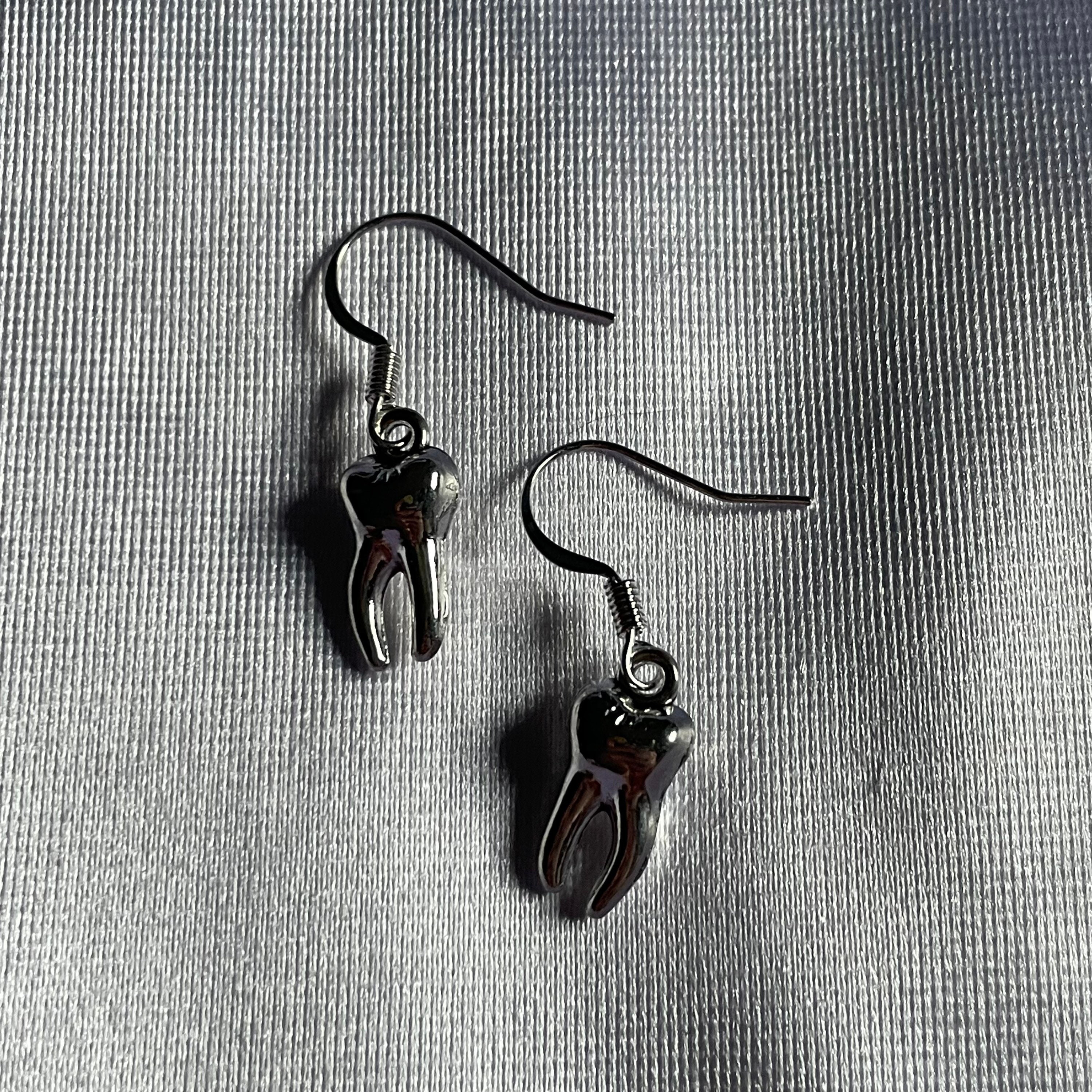 Gothic Tooth Earrings | Y2K Fairycore Coquette Teeth Charm Dangly Hook ...
