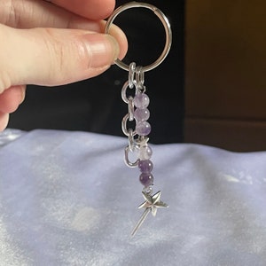 Gothic Amethyst Celestial Fairy Wand Keychain Fairycore Y2K - Etsy