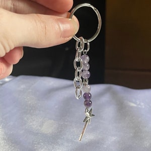 Gothic Amethyst Celestial Fairy Wand Keychain Fairycore Y2K - Etsy