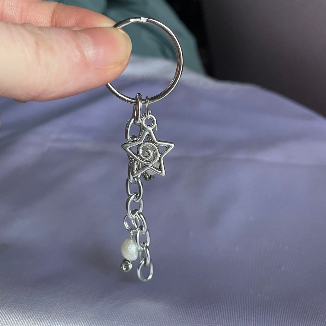 Whimsygoth Silver Swirly Star Pearl Keychain Fairycore Gothic Purse ...