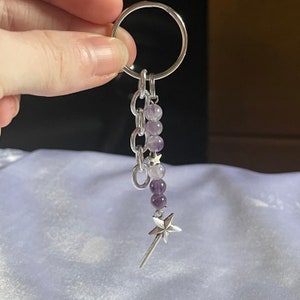 Gothic Amethyst Celestial Fairy Wand Keychain Fairycore Y2K - Etsy