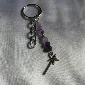 Gothic Amethyst Celestial Fairy Wand Keychain Fairycore Y2K - Etsy