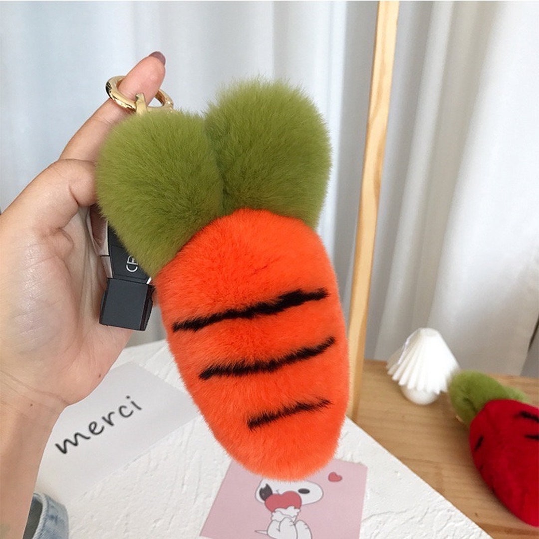 Real Rex Rabbit Fur Pompom Keychain-furry Carrot Key Chain-beauty Bag ...