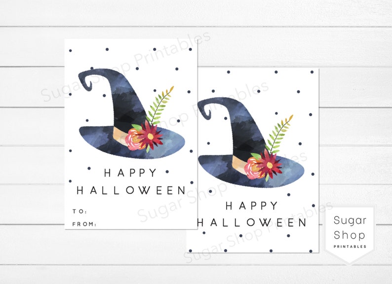 Happy Halloween Witch Hat Printable Tag 2.25 X - Etsy
