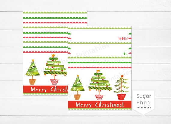 Merry Christmas Fun Trees Printable Treat Bag Topper / 3 x 4 | Etsy