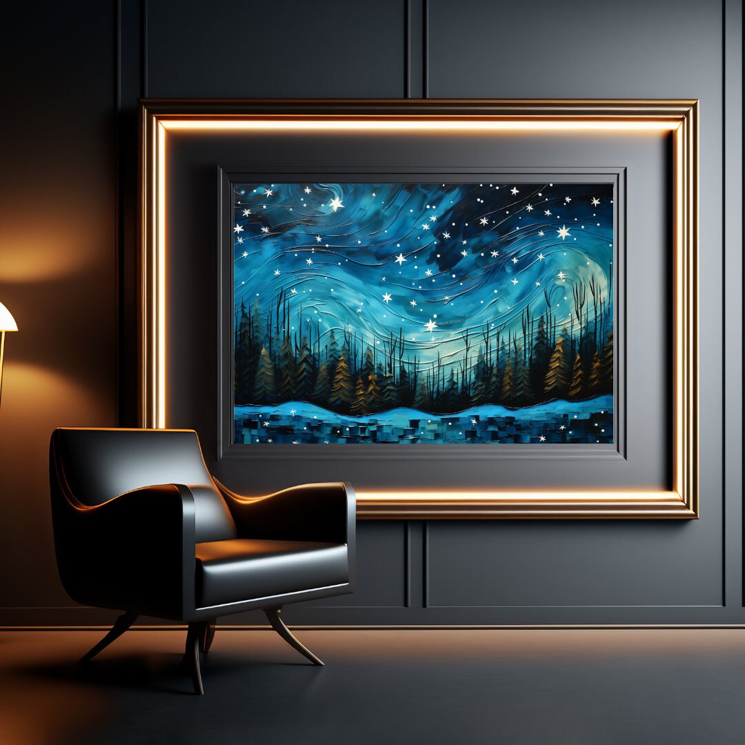 Star Night Painting, Celestial Art Print, Night Sky Digital Print, Wall ...