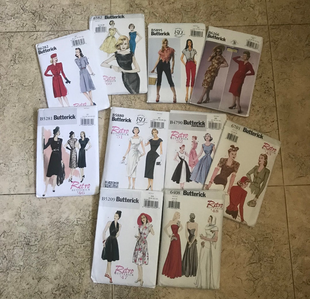 LOT of 10 Reproduction Vintage BUTTERICK Sewing Patterns -pin up Style ...