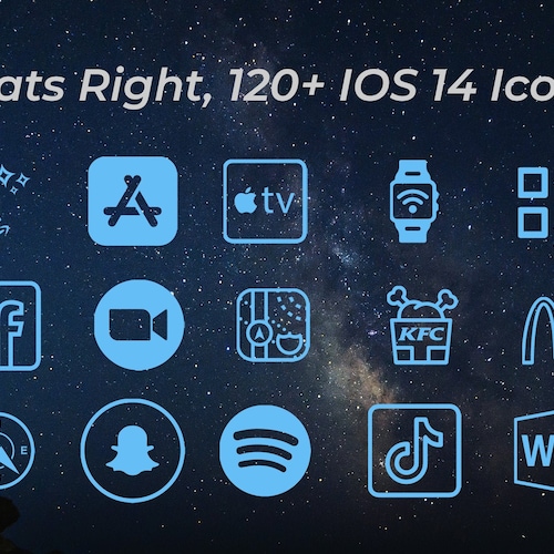 Blue Ios 14 App Icon Pack Neon Aesthetic Ios 14 Icons - Etsy