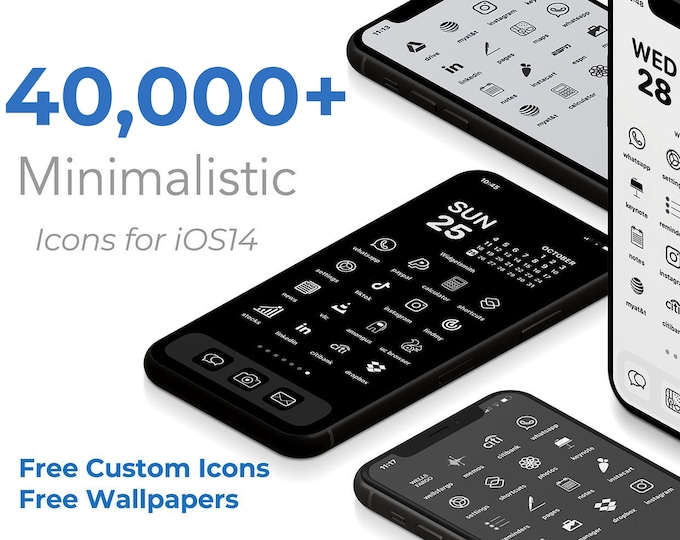 Ios Icon Pack for iPhone 250 Icons Minimal Solid Black and White Icons ...
