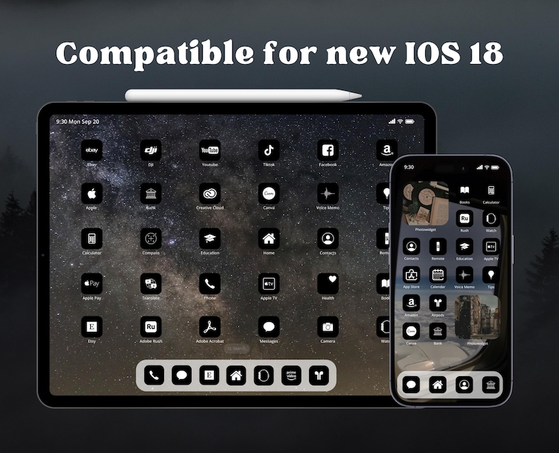 Black White Custom App Icons Pack | 5,000 Minimal Aesthetic Ios 18 ...