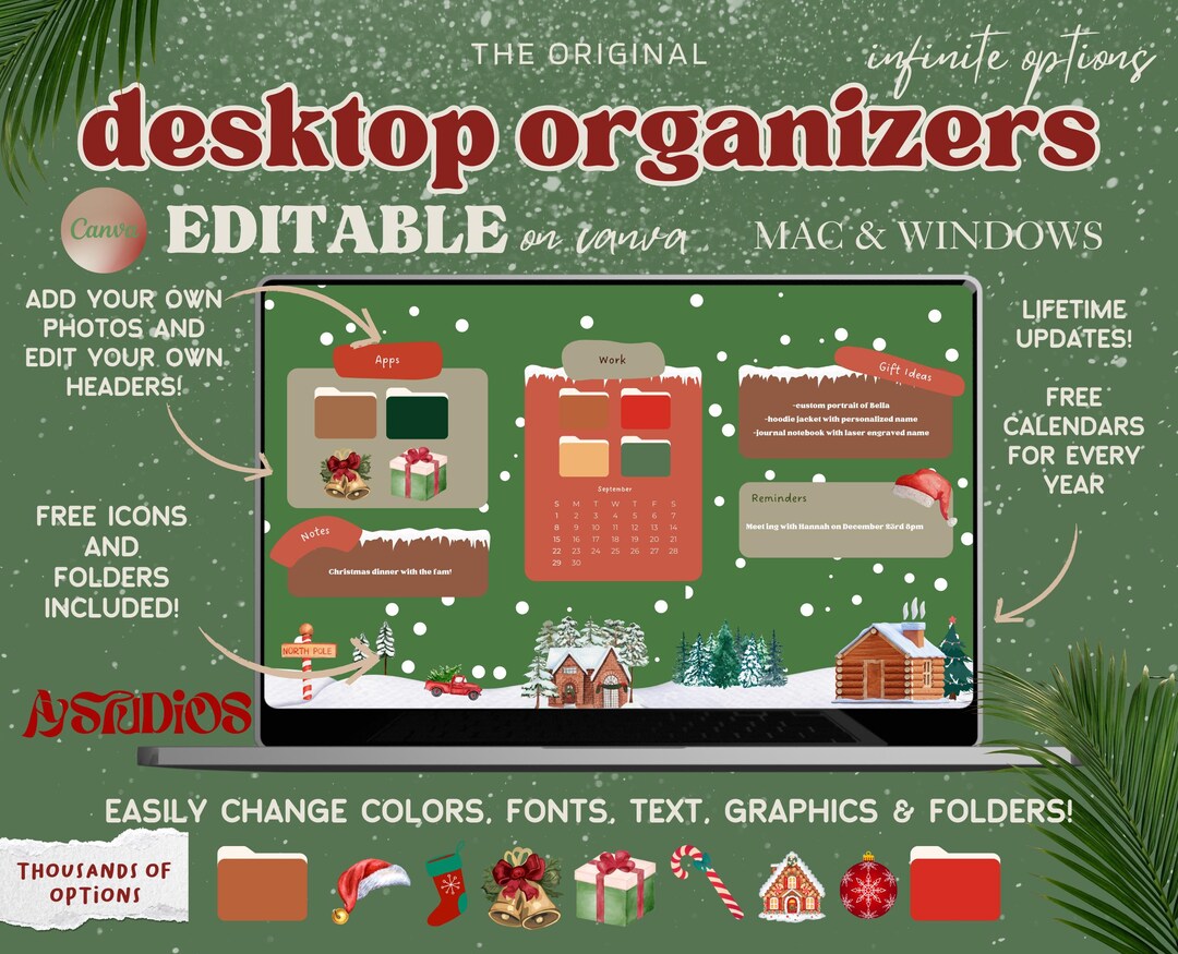 Editable Christmas Desktop Organizers | Desktop Wallpapers & Folder ...