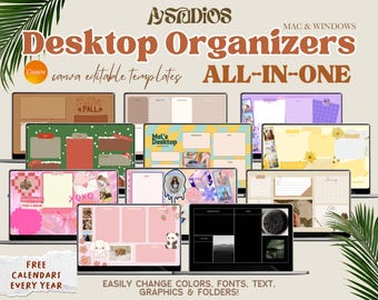 EDITABLE Desktop Wallpaper Organizers + Folder Icons, Mega Bundle Mac ...