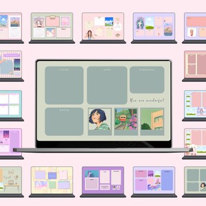 Editable Dreamy Pastel Desktop Organizers | Wallpapers & Folder Icons ...