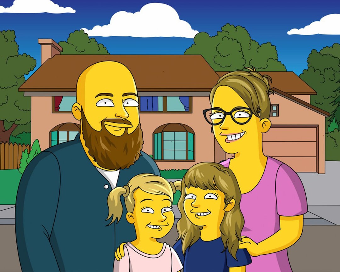 Yellow Custom Portrait - Caricature Family Portrait - Yellow Portrait ...