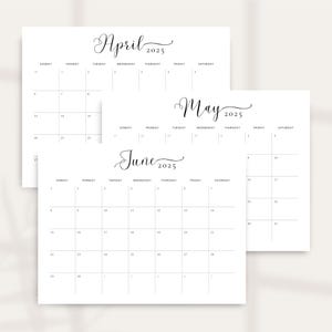 Minimal Printable 2025 Monthly Calendar | Minimalist Design | Sunday ...