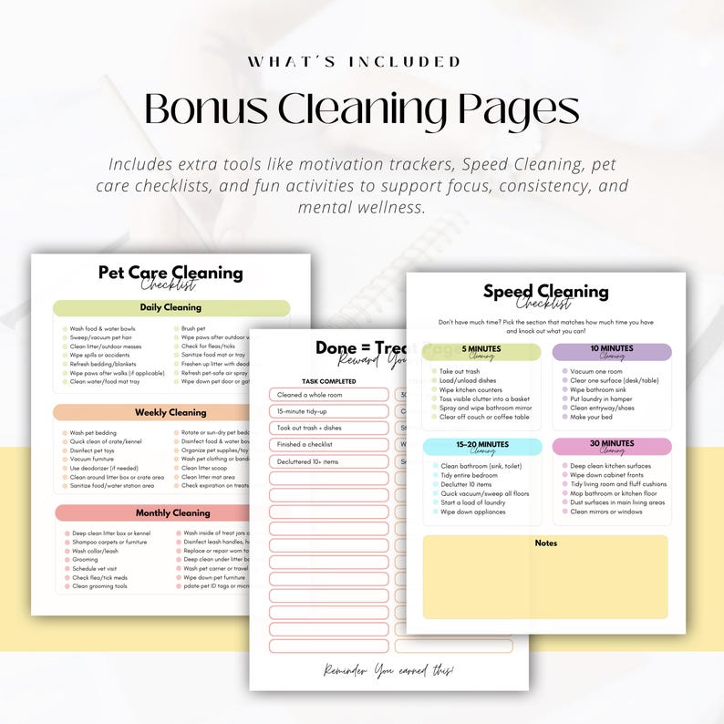 ADHD Cleaning Planner Bundle | Printable Chore Chart | Editable Daily ...
