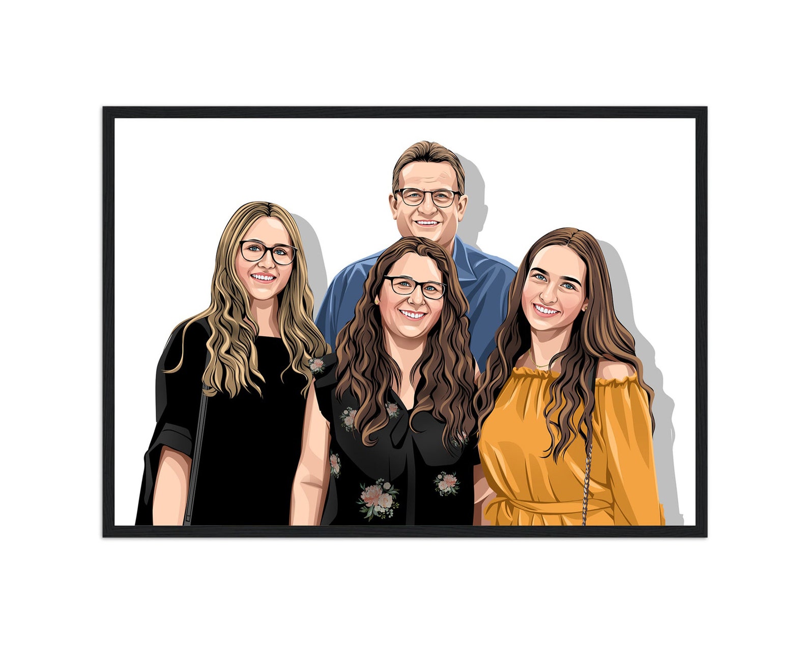 Custom Hand Drawn Cartoon Portrait, Christmas Gift, Vector Art, Custom ...