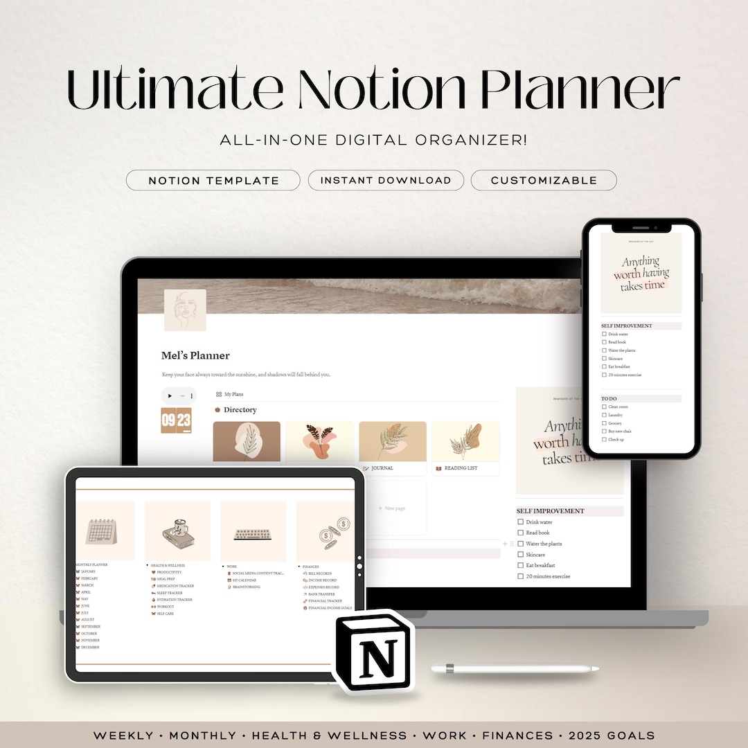 Ultimate Notion Planner Template | Digital Life Organizer | Minimalist ...