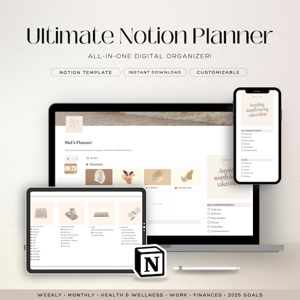 Notion Template Life Planner | Notion Dashboard, Notion Planner, All in ...
