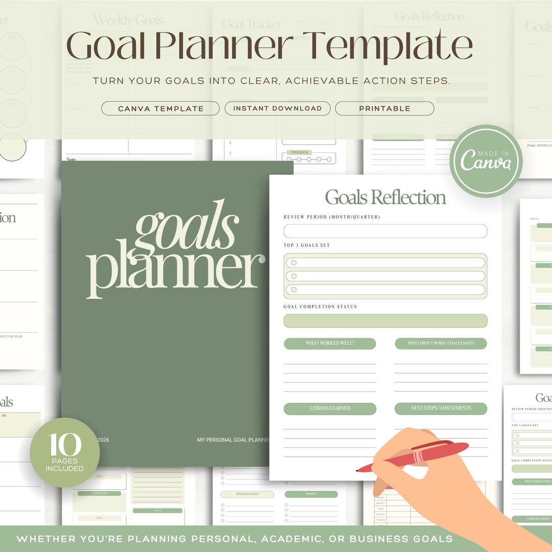 Goal Planner | Monthly & Weekly Goal Setting Workbook | Printable Goal ...