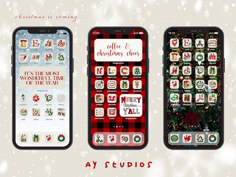 HAND-MADE CHRISTMAS App Icons Festive Season Personalized | Etsy