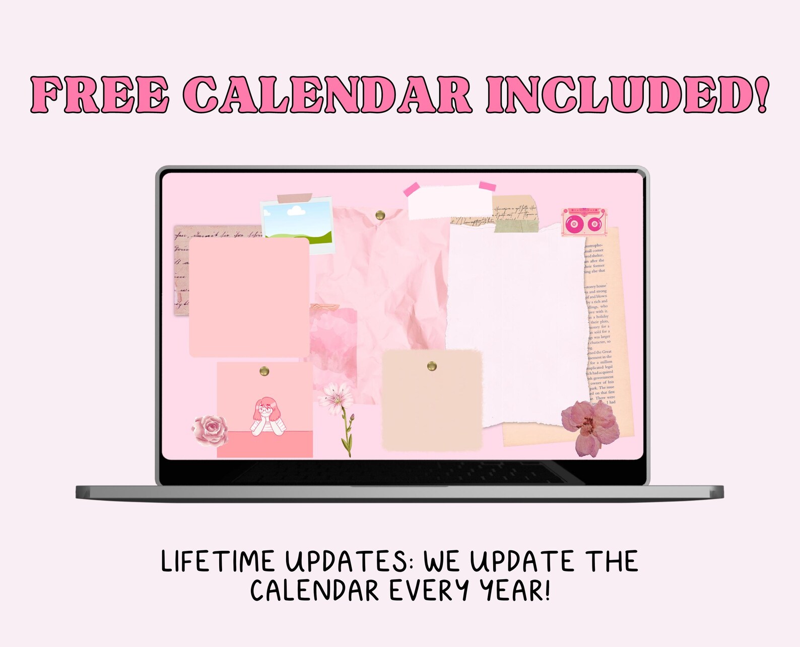 Editable Pink Desktop Organizers | Desktop Wallpapers & Folder Icons ...