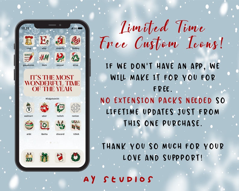 HAND-MADE CHRISTMAS App Icons Festive Season Personalized | Etsy