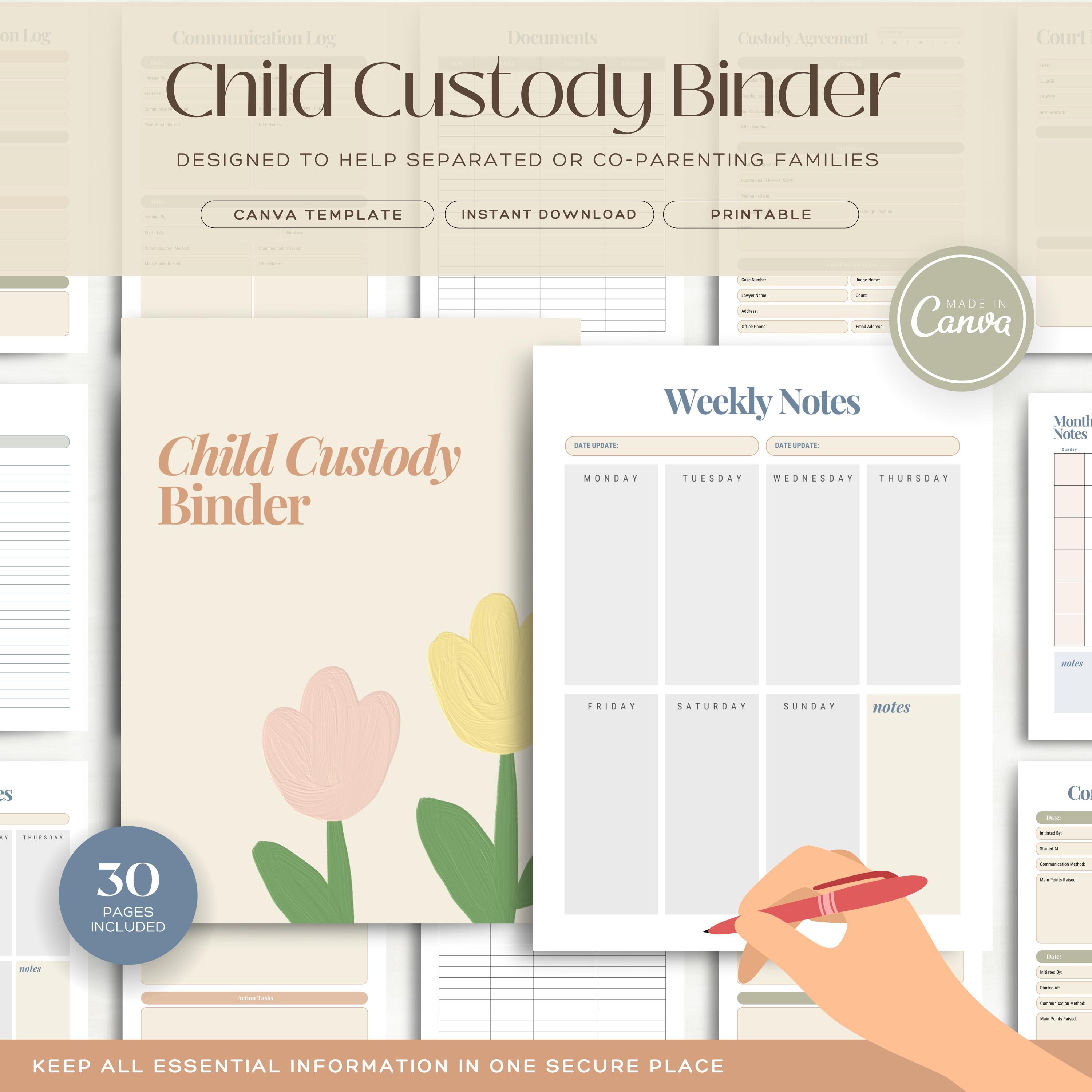 Child Custody Organizer Binder | Co-parenting Planner & Court ...