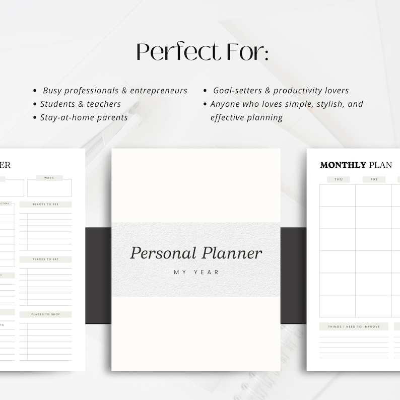 Minimal Personal Planner Bundle | Printable & Digital | A4, A5, Letter ...
