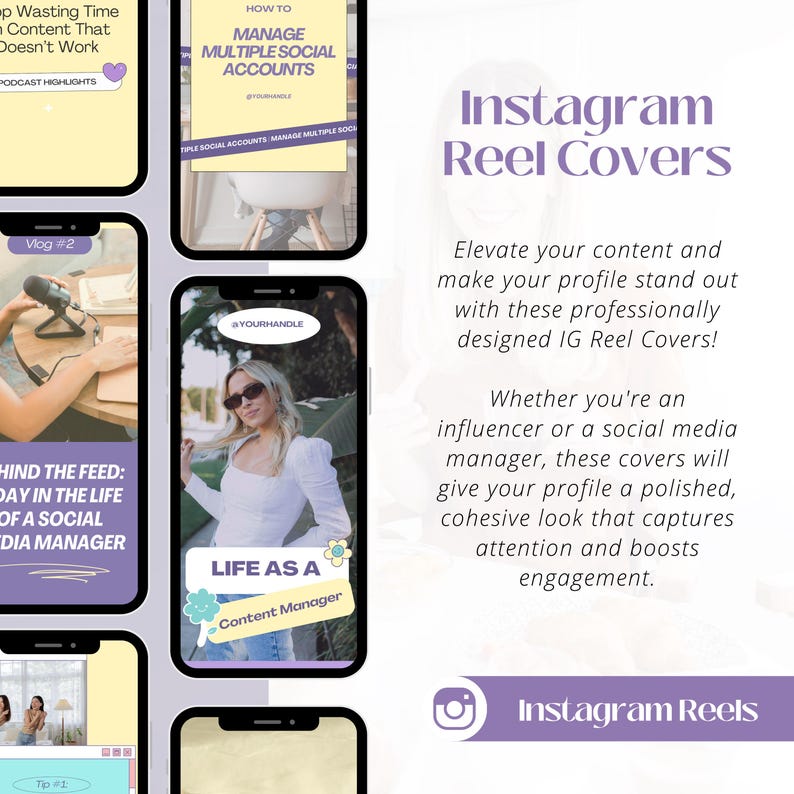 40 Instagram Reel Covers | Canva Editable Templates | Aesthetic Social ...