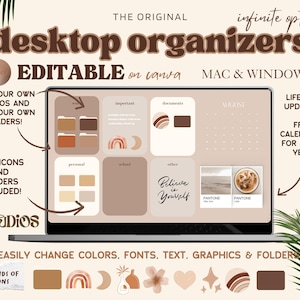 Editable Neutral Desktop Organizers | Desktop Wallpapers & Folder Icons ...