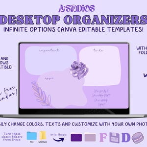 Editable Purple Desktop Organizers | Desktop Wallpapers & Folder Icons ...