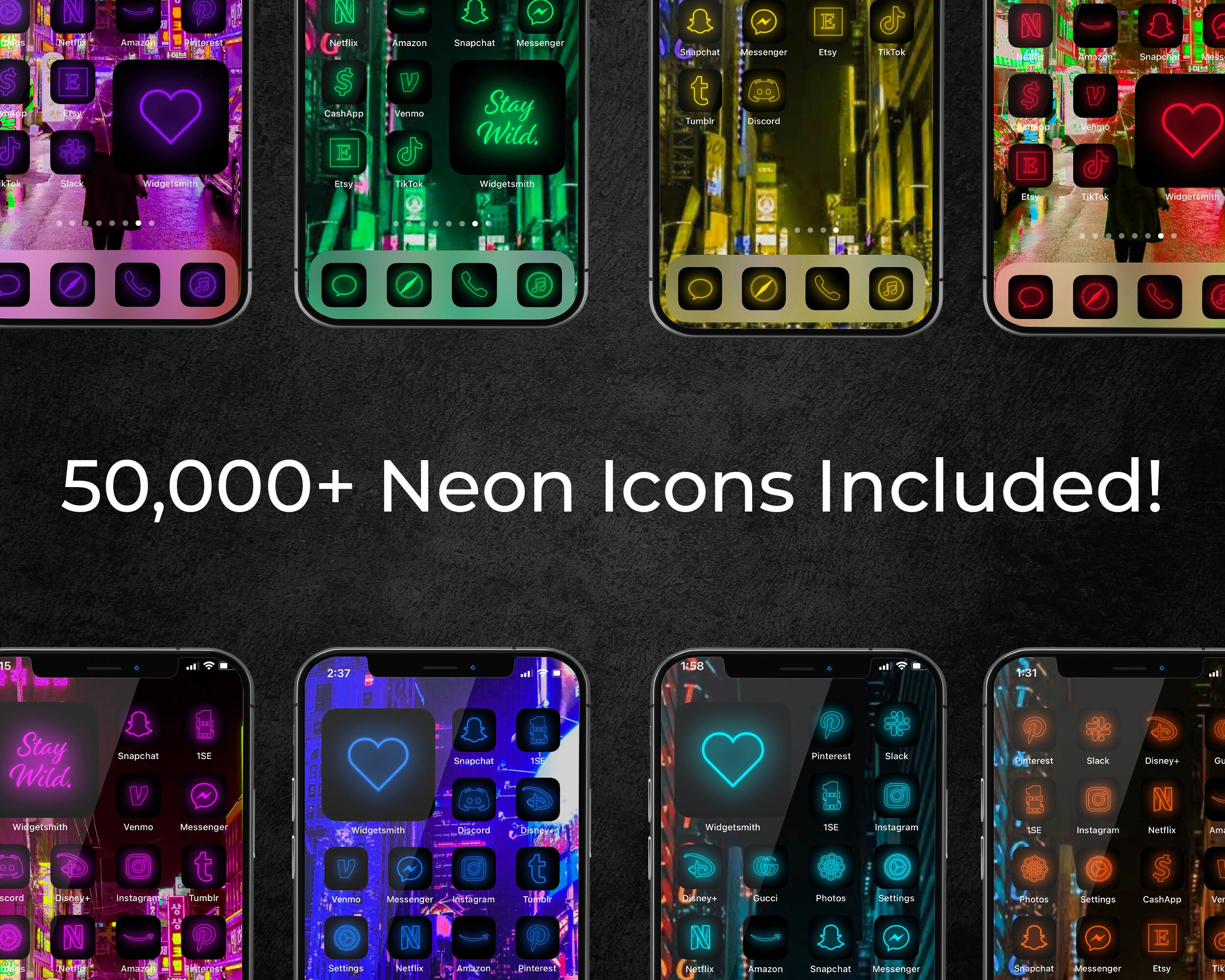3000000 MEGA Neon App Icons Pack High Res App Icons IOS - Etsy Australia
