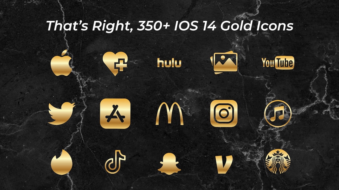 350+ iPhone Ios 17 App PNG Icons Pack | Transparent Gold Icon Aesthetic ...