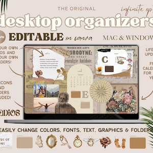 Editable Vintage Desktop Organizers | Desktop Wallpapers & Folder Icons ...