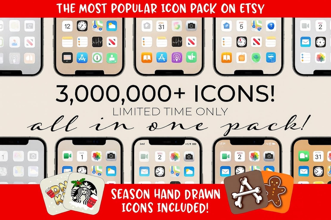 3,000,000+ High Resolution Ios Icons Pack Mega Bundle | iPhone Ios 17 ...