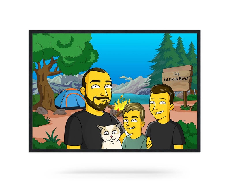 Yellow Custom Portrait - Caricature Family Portrait - Yellow Portrait ...