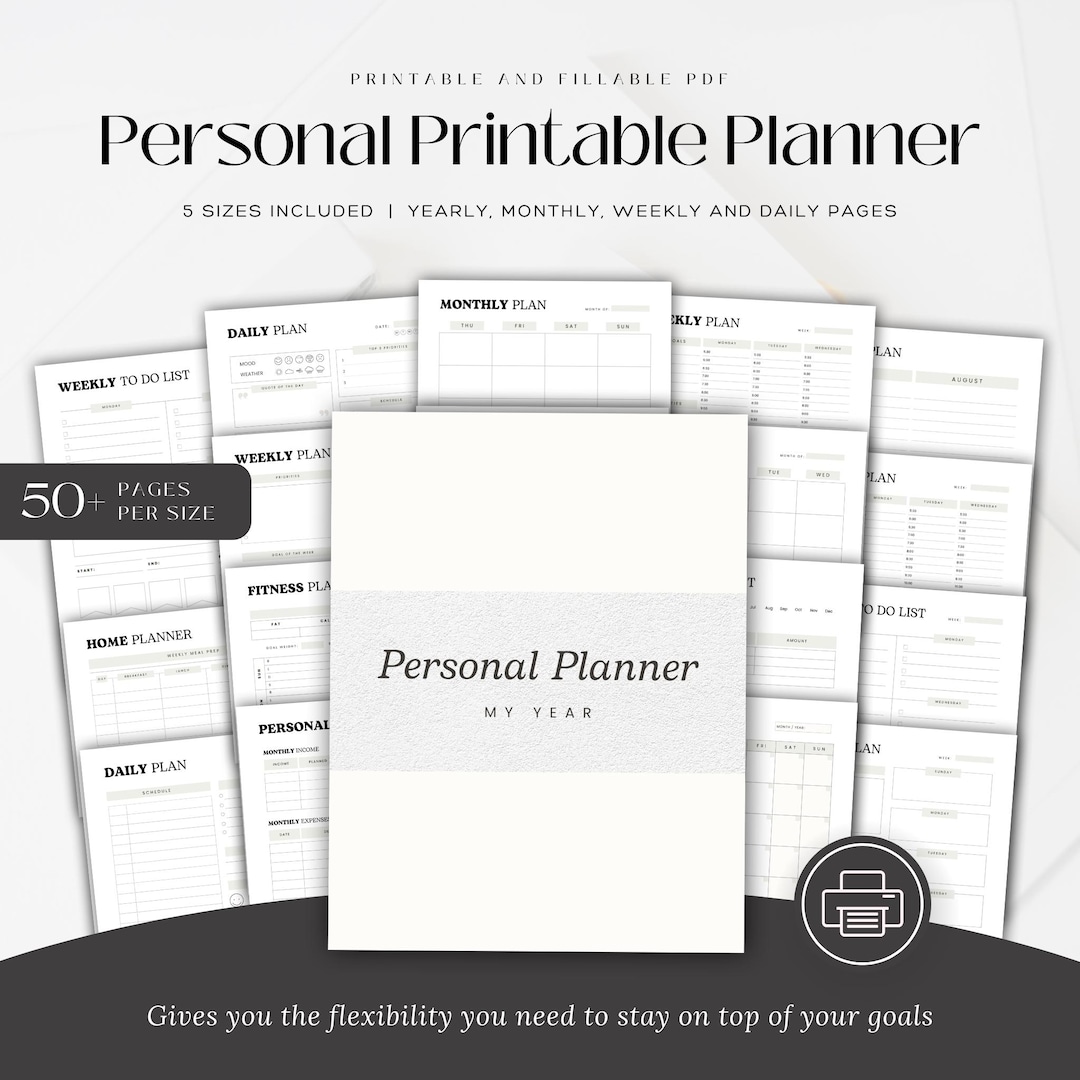 Minimal Personal Planner Bundle | Printable & Digital | A4, A5, Letter ...