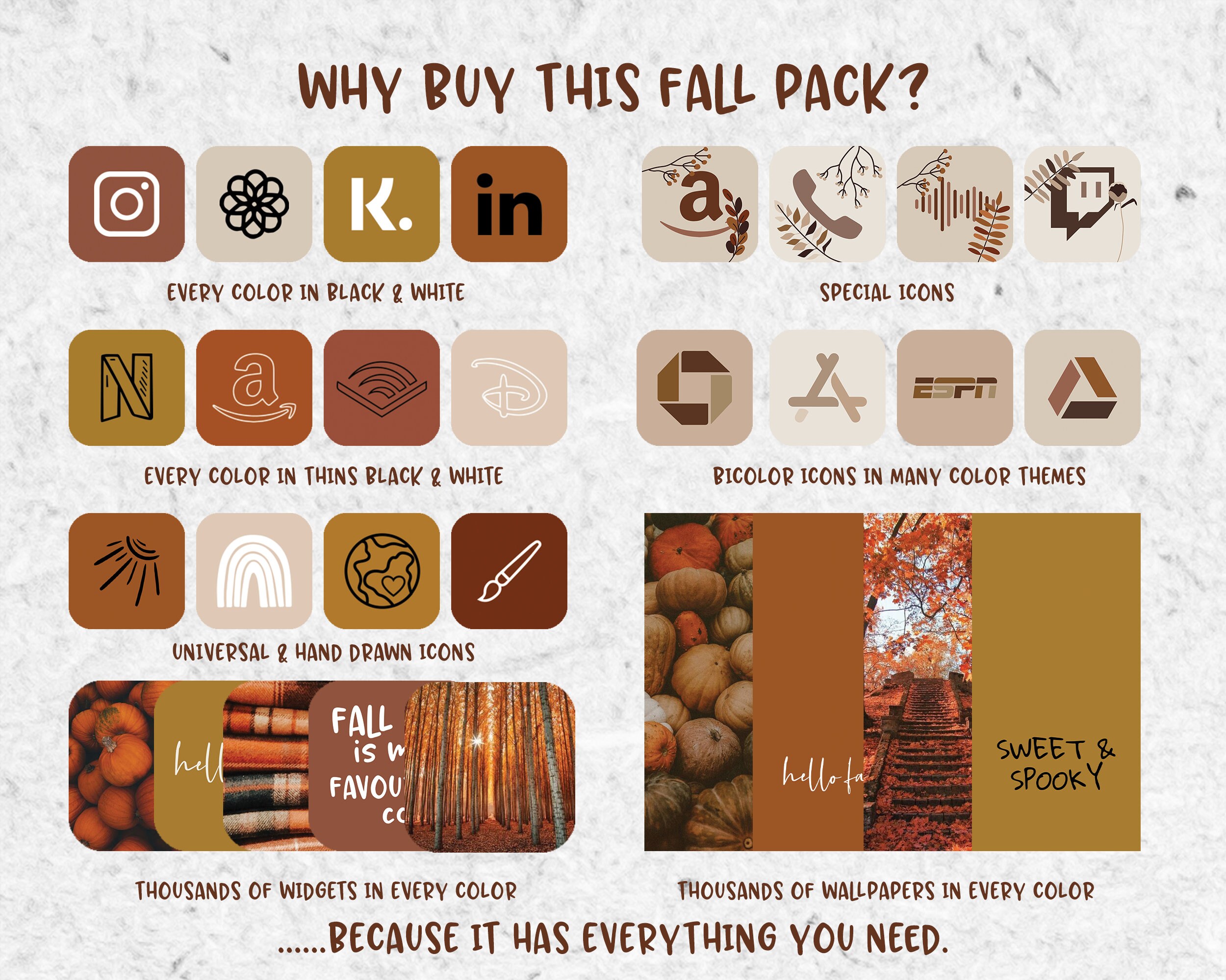 1000000 MEGA FALL App Icons Pack High Resolution Autumn | Etsy