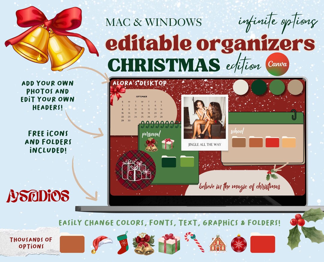 Editable MEGA CHRISTMAS Collection | Desktop Organizers | Laptop ...