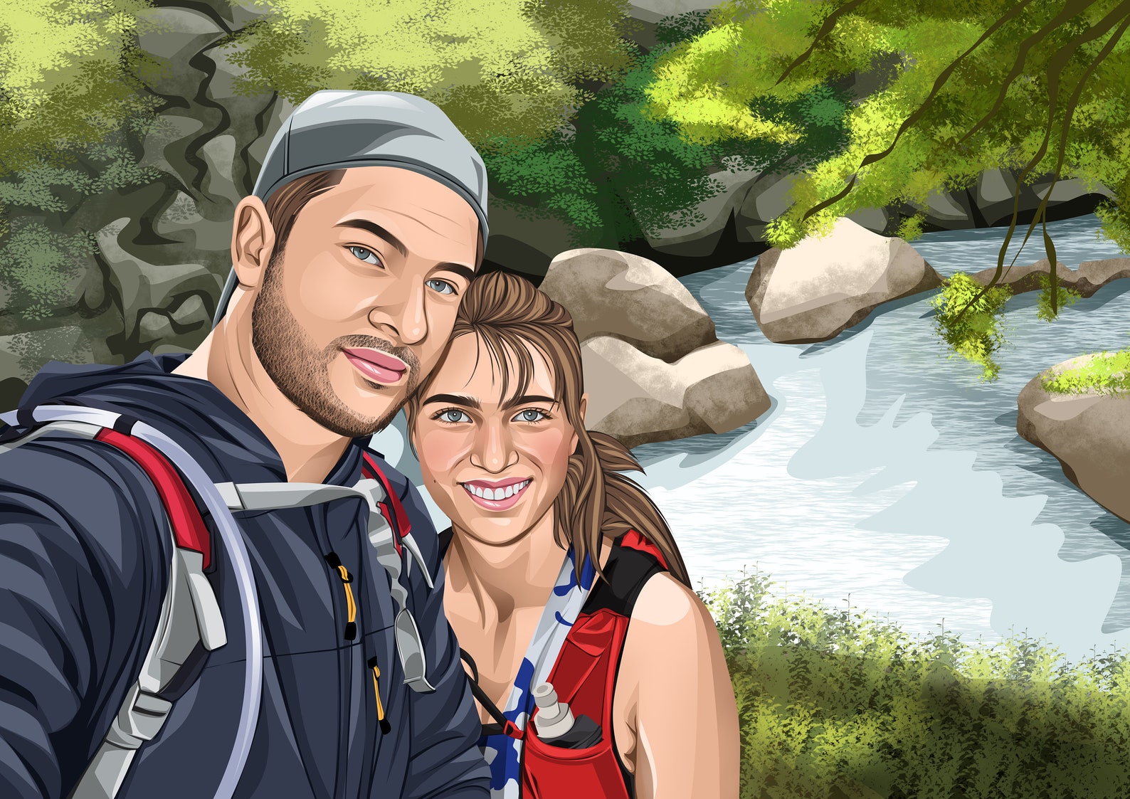 Custom Digital Cartoon Portrait Christmas Gift Vector Art - Etsy