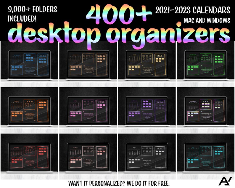 2021-2023 CALENDAR Desktop Organizer Mega Bundle Metallic | Etsy