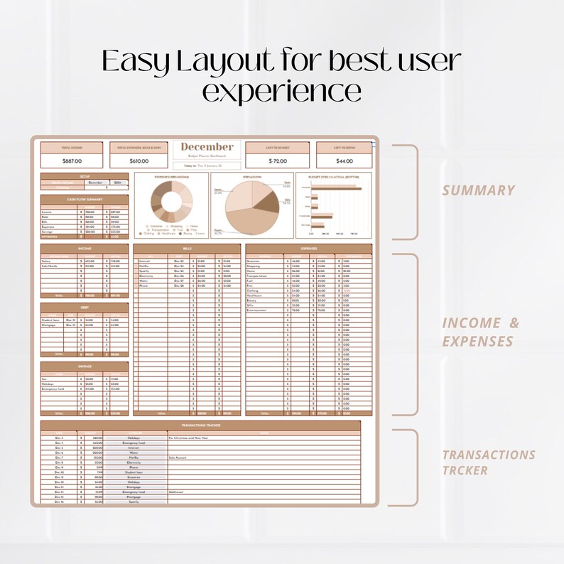 Monthly Budget Planner Spreadsheet, Google Sheets Budget, Simple Budget ...